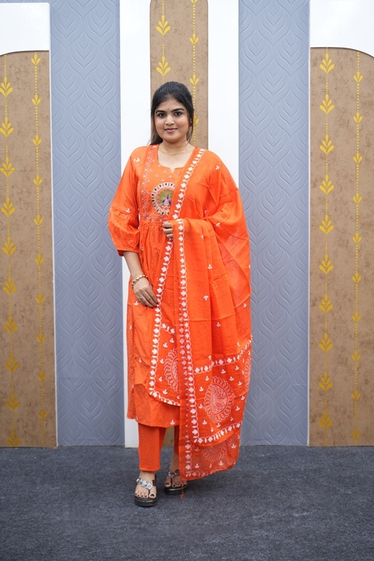 Orange Colored Designer Dress | She Needs - The Saree World