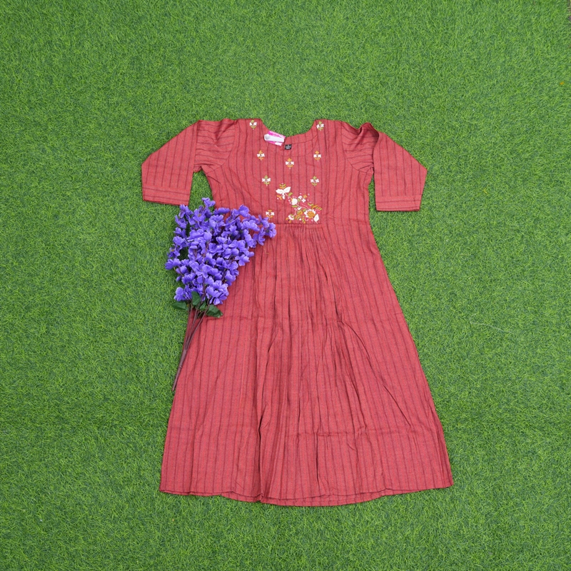 Light Maroon Colored Designer Long Frock | She Needs - The Saree World