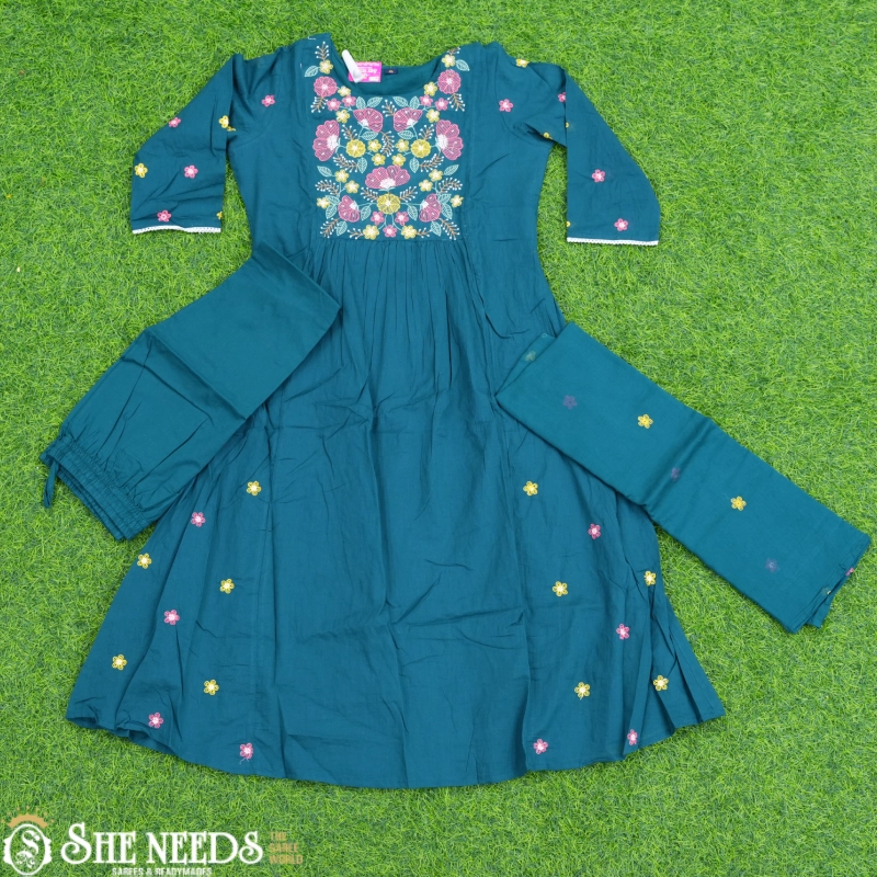 Peacock green Color Party Wear Dress | She Needs - The Saree World