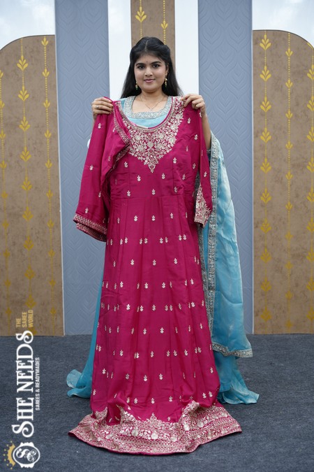 Pink Color Party Wear Long Frock | She Needs - The Saree World