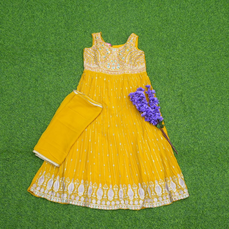 Yellow Color Designer Party Wear Long Frock | She Needs - The Saree World