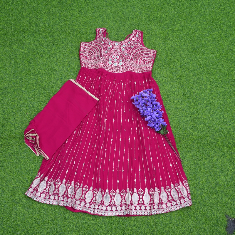 Rani Pink Color Designer Party Wear Long Frock | She Needs - The Saree ...