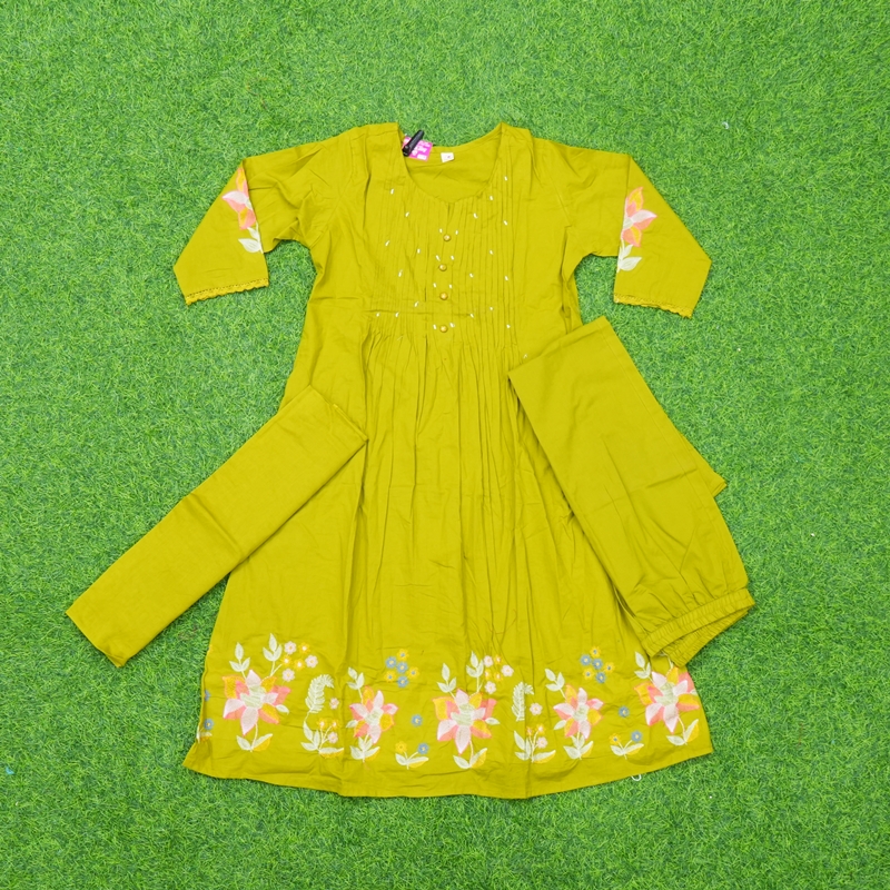 Parrot Green Color Designer Dress | She Needs - The Saree World