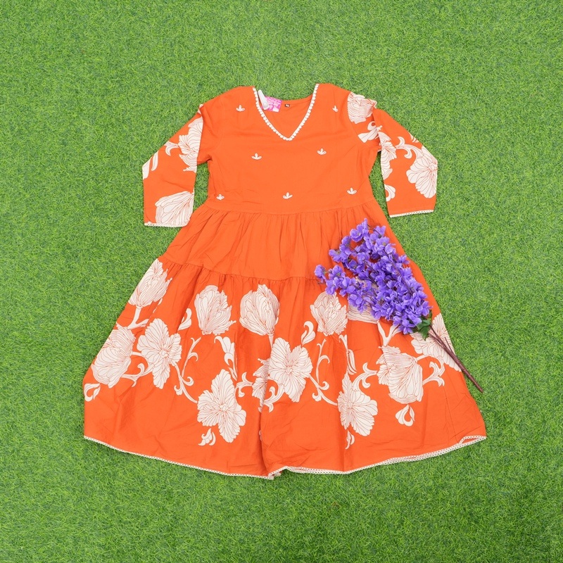 Orange Color Designer Daily Wear Frock | She Needs - The Saree World