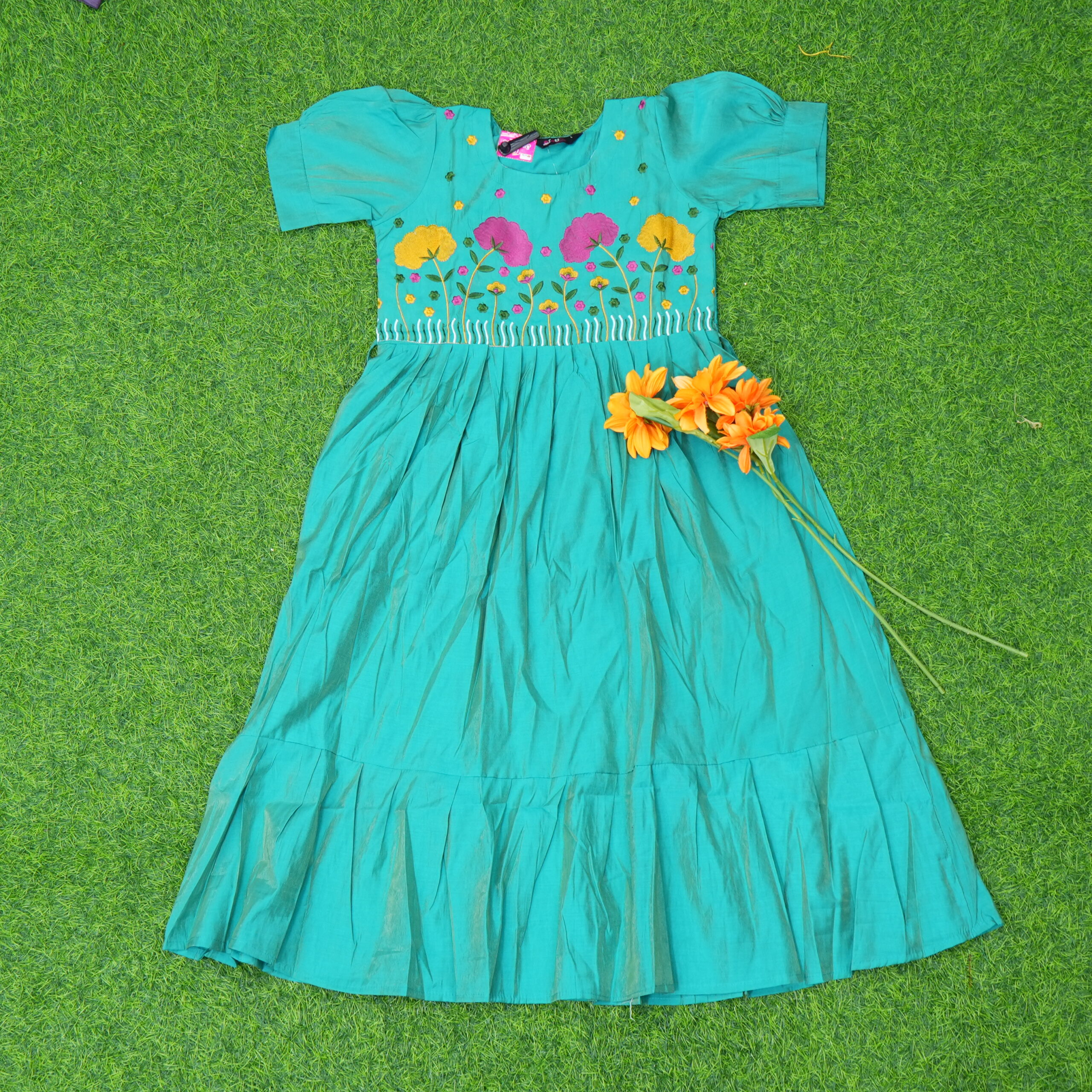 Blue Color Thread Embroidered Designer Long Frock | She Needs - The ...